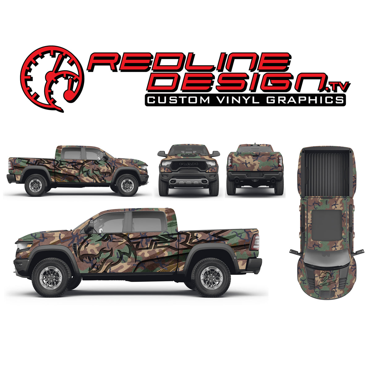 Ram TRX Digital Print Jungle Camo Wrap – Redline Design.tv